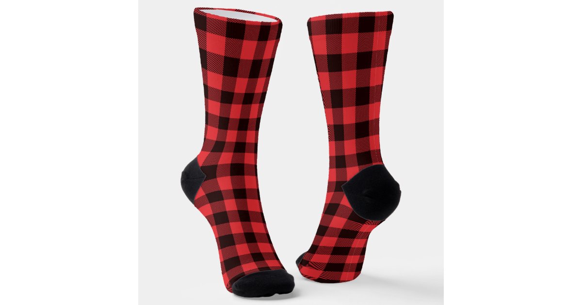 Traditional Red and Black Buffalo Plaid Socks | Zazzle