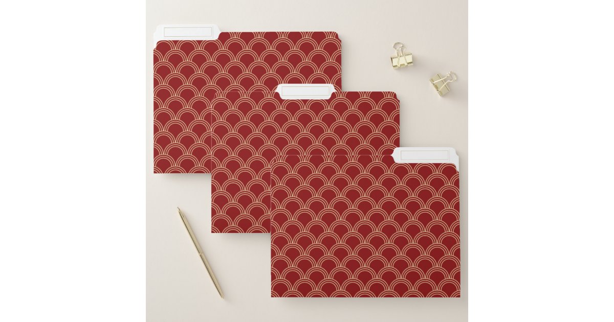 Traditional Red & Gold Chinese Pattern File Folder | Zazzle