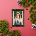 Traditional Red Green Plaid Merry Christmas Foil Holiday Card | Zazzle