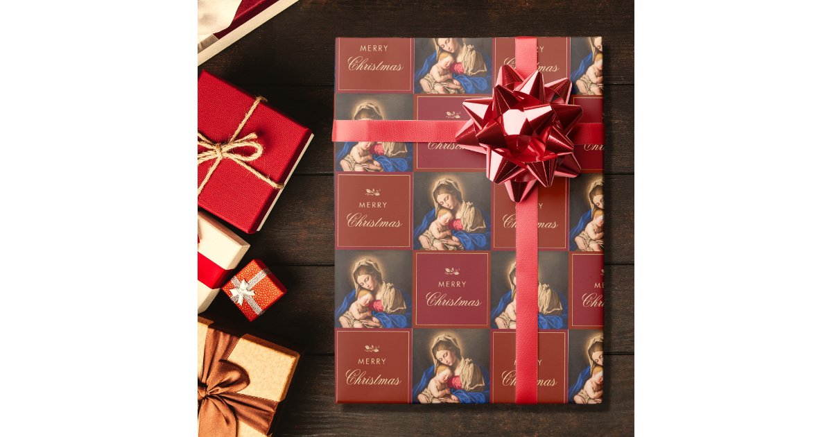 Traditional Religious Madonna & Child Catholic Wrapping Paper | Zazzle