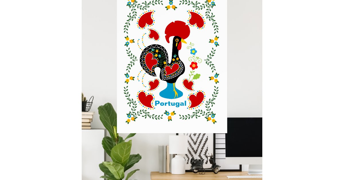 Traditional Rooster of Portugal in black Poster | Zazzle