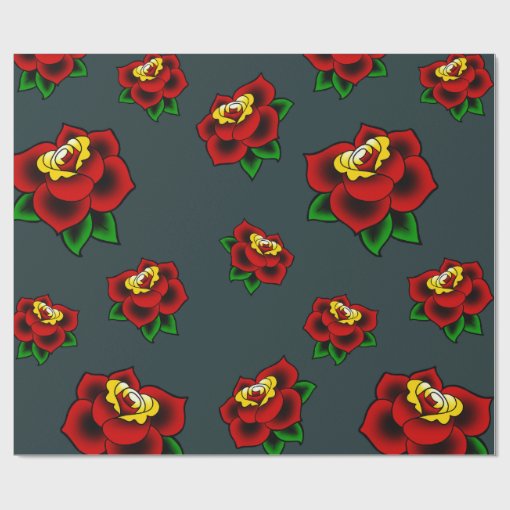 Traditional Rose Tattoo Wrapping Paper | Zazzle