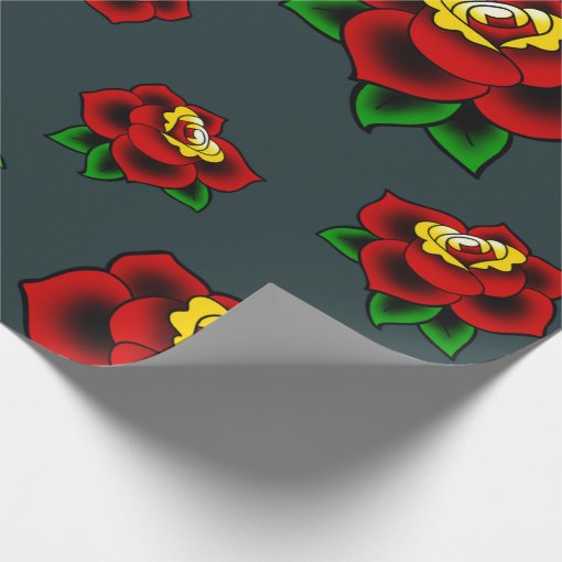 Traditional Rose Tattoo Wrapping Paper | Zazzle