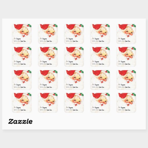 Traditional Santa Claus Kids Christmas Gift Square Sticker | Zazzle
