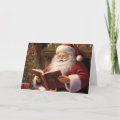 Traditional Santa Reading A Book Christmas Holiday Card | Zazzle