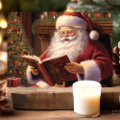 Traditional Santa Reading A Book Christmas Holiday Card | Zazzle