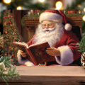 Traditional Santa Reading A Book Christmas Holiday Card | Zazzle