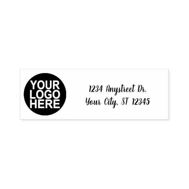 Traditional Script Custom Business 2 Line/Logo Self-inking Stamp | Zazzle