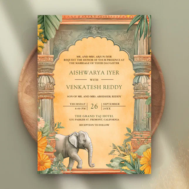 Traditional South Indian QR Code Wedding Invitation | Zazzle