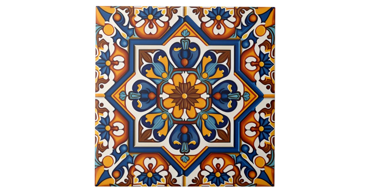 Traditional Spanish Mediterranean Decorative Ceramic Tile | Zazzle