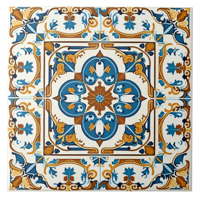 Traditional Spanish Mediterranean Decorative Ceramic Tile | Zazzle