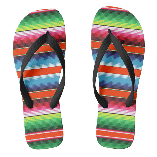 Traditional Spanish Serape Fiesta Mexican Blanket Flip Flops | Zazzle