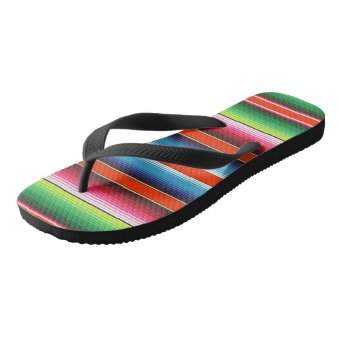 Traditional Spanish Serape Fiesta Mexican Blanket Flip Flops | Zazzle
