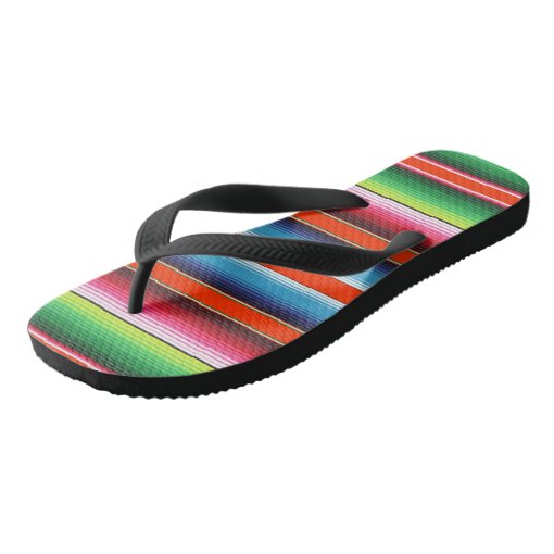Traditional Spanish Serape Fiesta Mexican Blanket Flip Flops | Zazzle