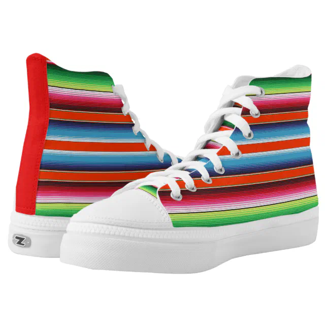 Traditional Spanish Serape Fiesta Mexican Blanket High-Top Sneakers ...
