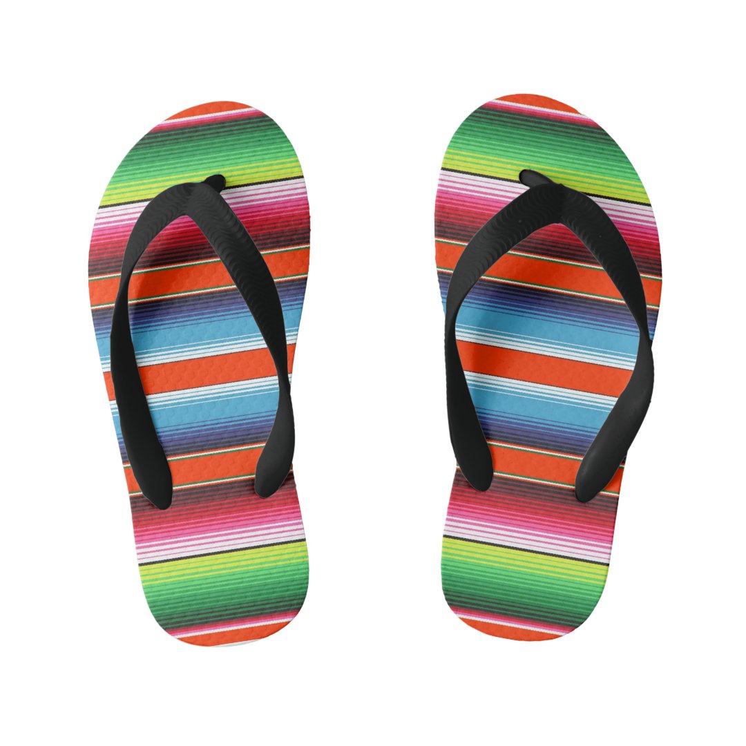 Traditional Spanish Serape Fiesta Mexican Blanket Kid's Flip Flops | Zazzle
