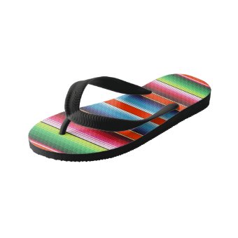 Traditional Spanish Serape Fiesta Mexican Blanket Kid's Flip Flops | Zazzle