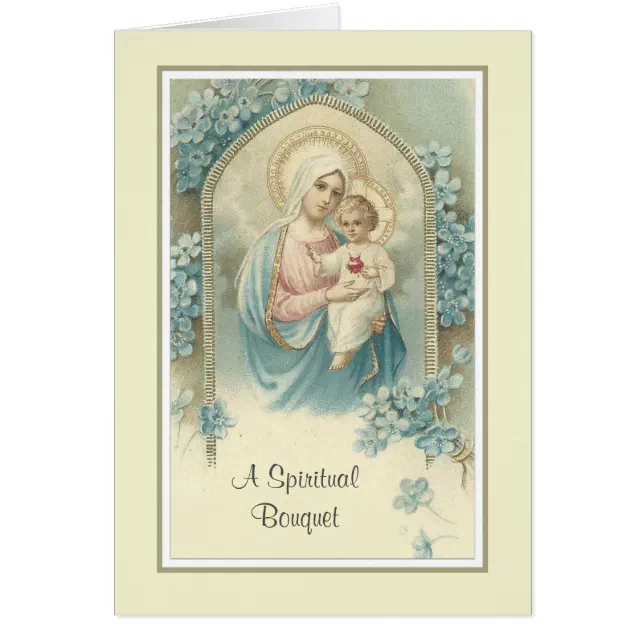 Traditional Spiritual Bouquet Virgin Mary Card | Zazzle