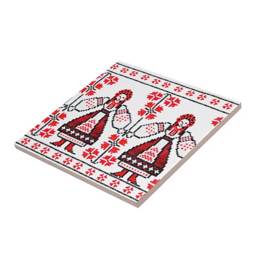Traditional Ukrainian embroidery ukraine girls Tile | Zazzle