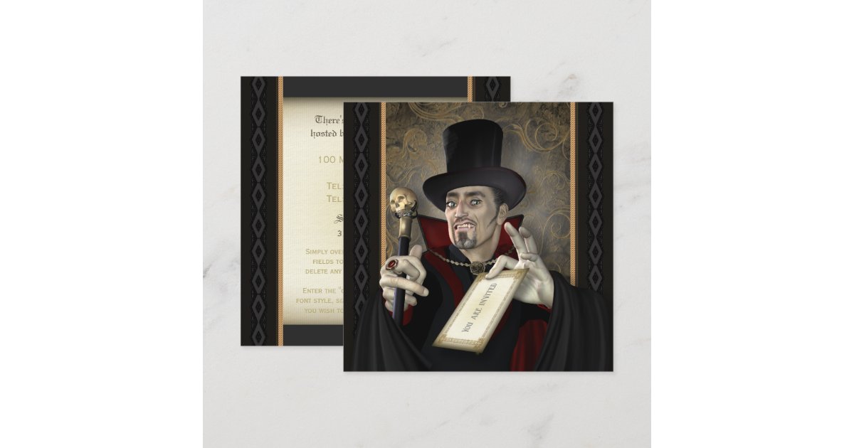Traditional Vampire Square Party Invitations | Zazzle