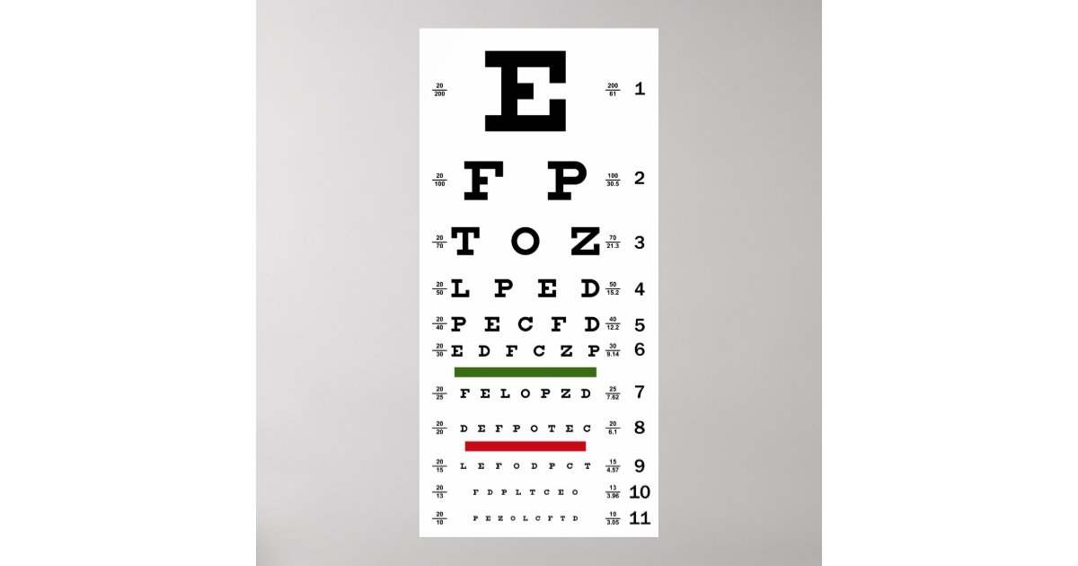 TRADITIONAL VISION TEST CHART | Zazzle