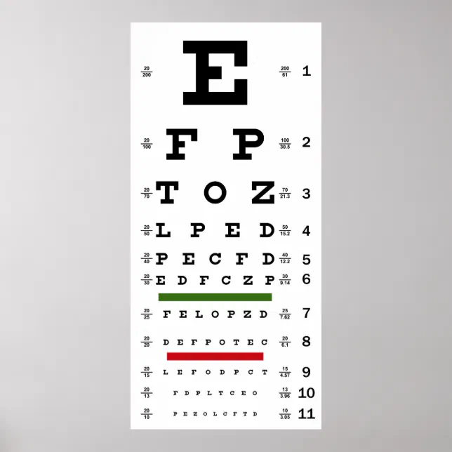 TRADITIONAL VISION TEST CHART | Zazzle