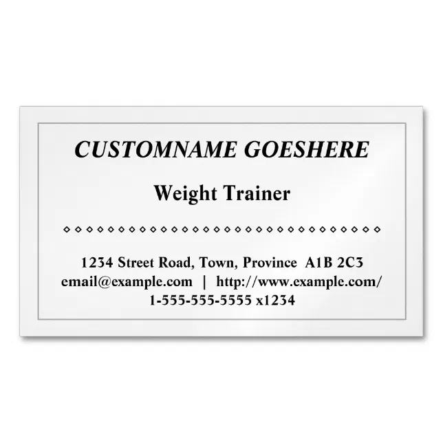 Traditional Weight Trainer Magnetic Business Card | Zazzle