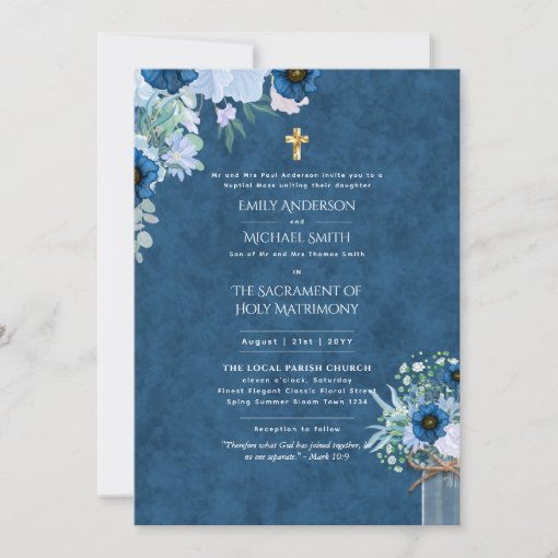 Traditional Wording Catholic Wedding Nuptial Mass Invitation | Zazzle