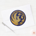 Traditional Yellow Phoenix Circle on Blue Classic Round Sticker | Zazzle