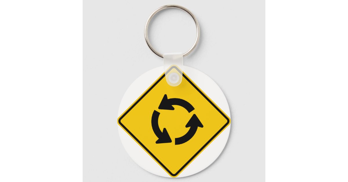 Traffic Circle Highway Sign Keychain | Zazzle