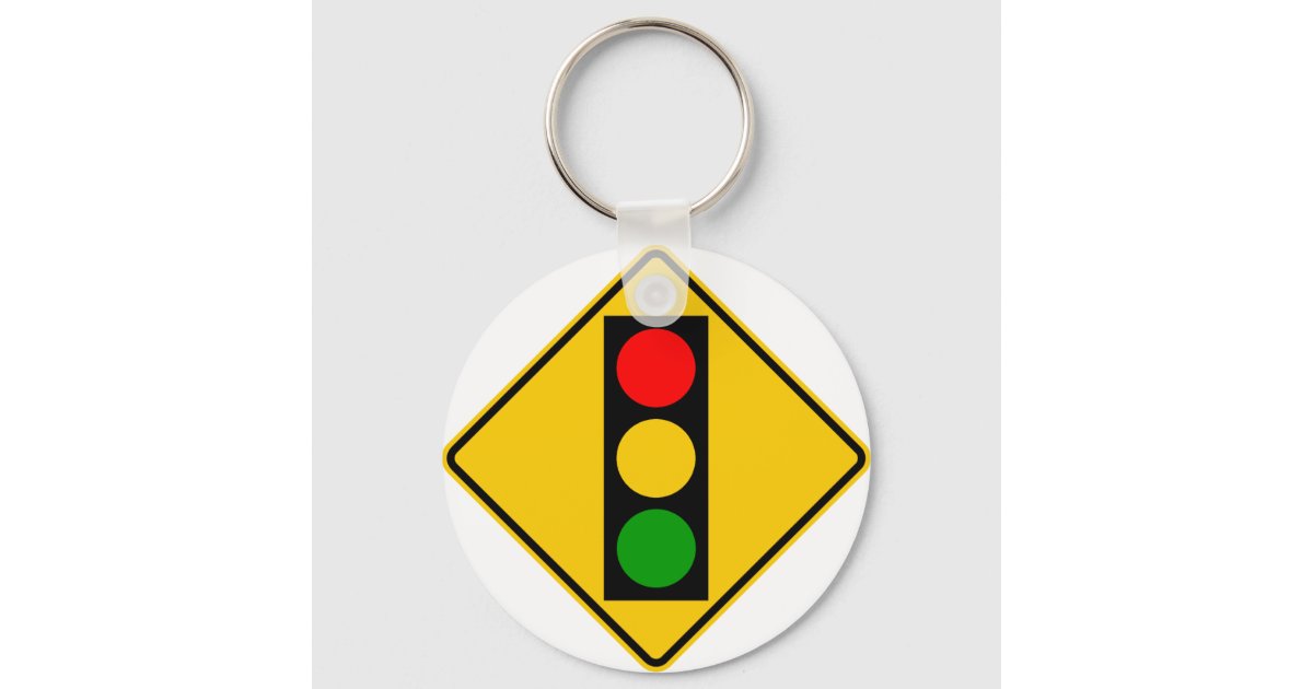 Traffic Light Ahead Highway Sign Keychain | Zazzle