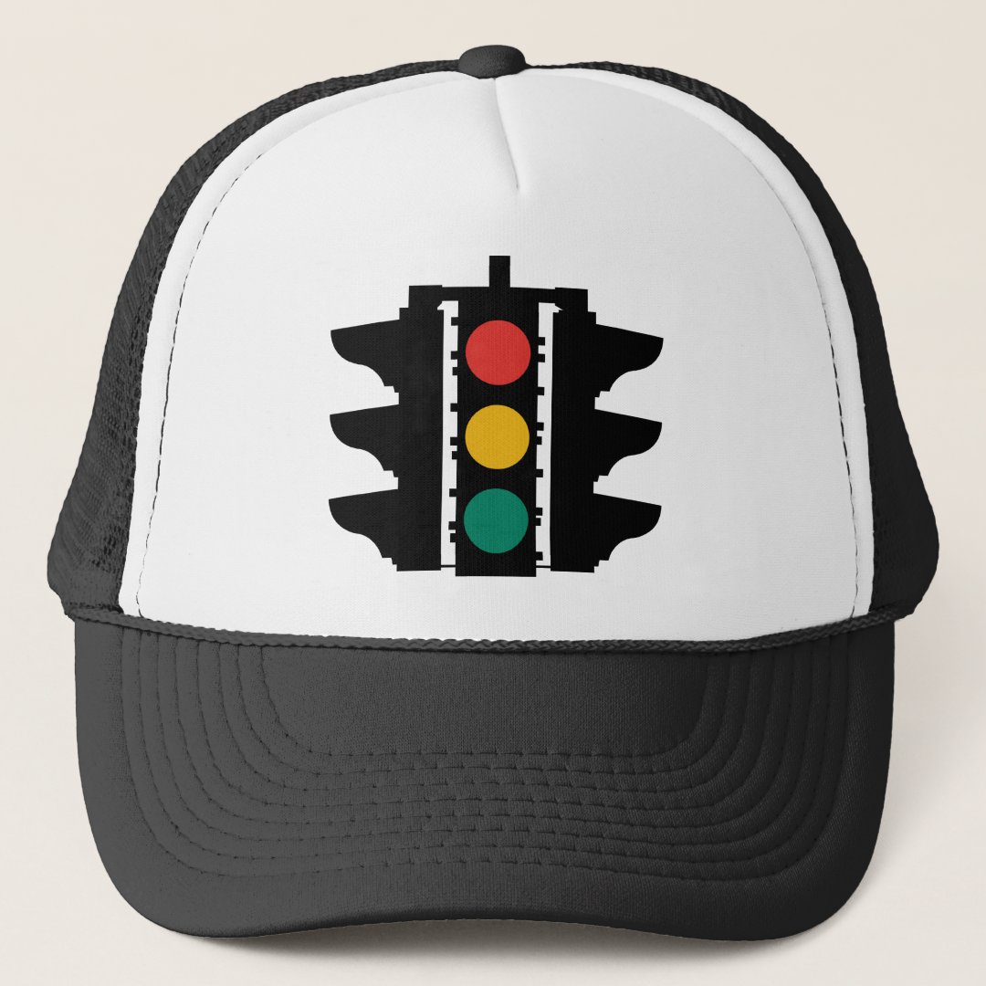Traffic Lights Street Sign Trucker Hat | Zazzle