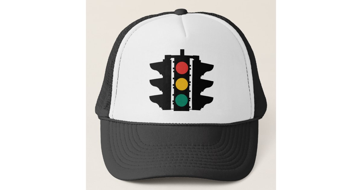 Traffic Lights Street Sign Trucker Hat | Zazzle