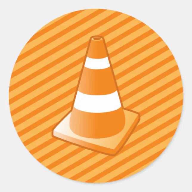 Traffic Safety Cone Classic Round Sticker | Zazzle