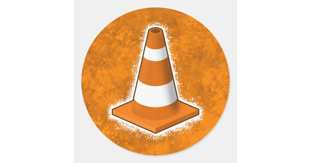 Traffic Safety Cone Splatter Classic Round Sticker | Zazzle