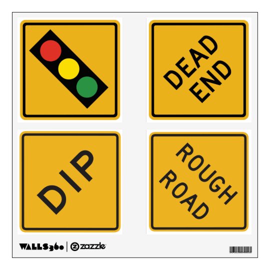 Traffic Sign Set Wall Sticker | Zazzle.com
