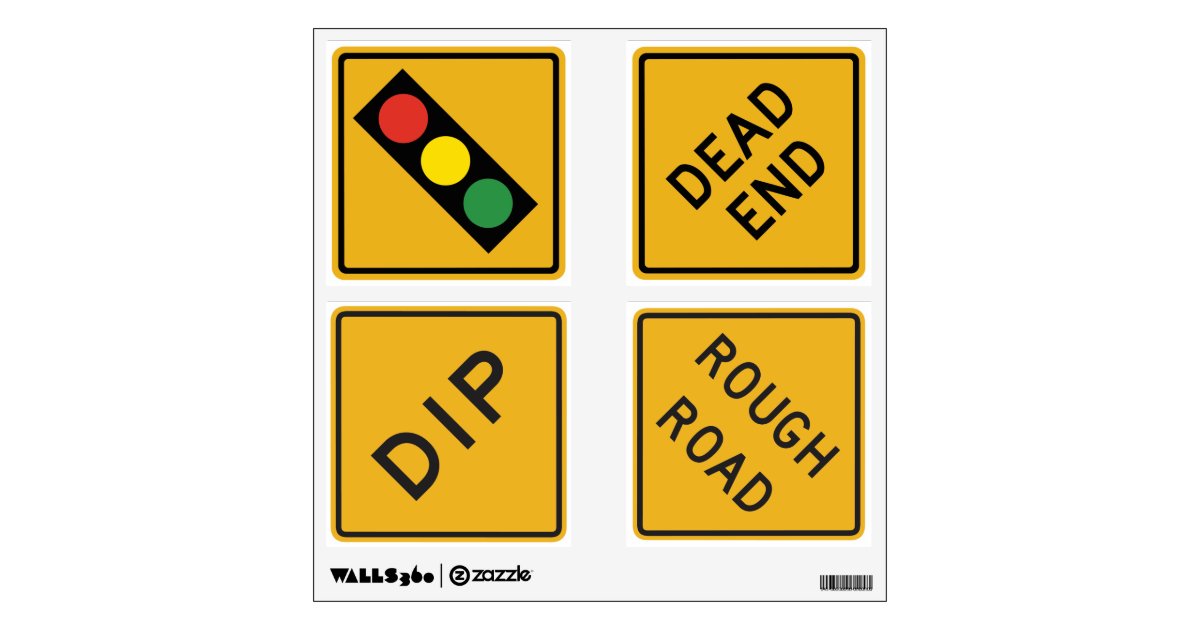Traffic Sign Set Wall Sticker | Zazzle