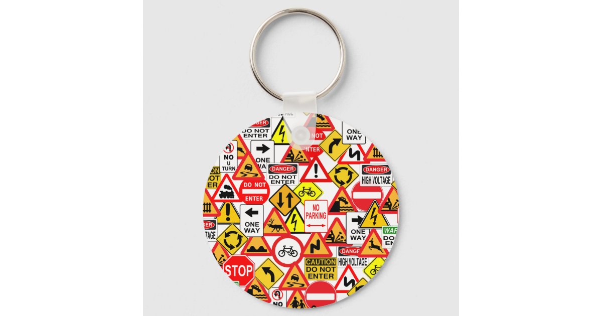 Traffic signs keychain | Zazzle