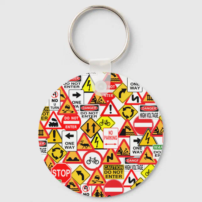 Traffic signs keychain | Zazzle