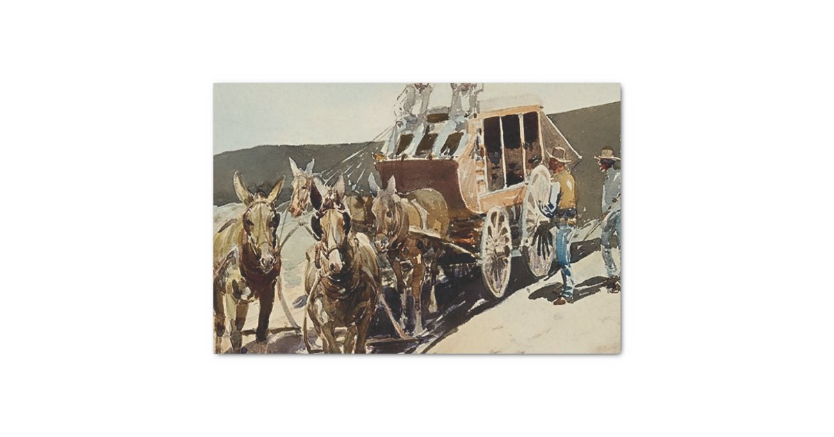 “Trail Drive” Western Art by Edward Borein Tissue Paper | Zazzle
