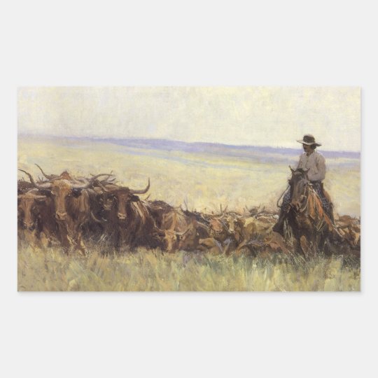 Trail Herd to Wyoming by WHD Koerner Rectangular Sticker | Zazzle.com