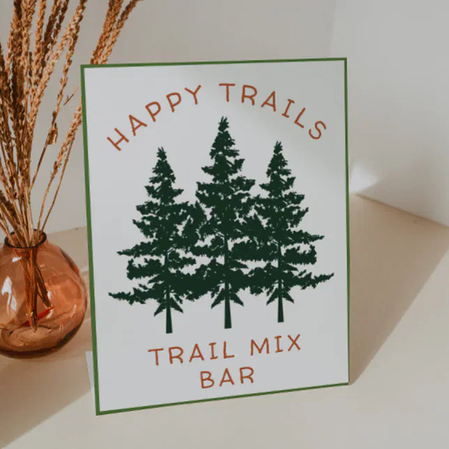 Trail Mix Bar Forest Theme Birthday Party Pedestal Sign | Zazzle