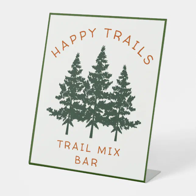 Trail Mix Bar Forest Theme Birthday Party Pedestal Sign | Zazzle