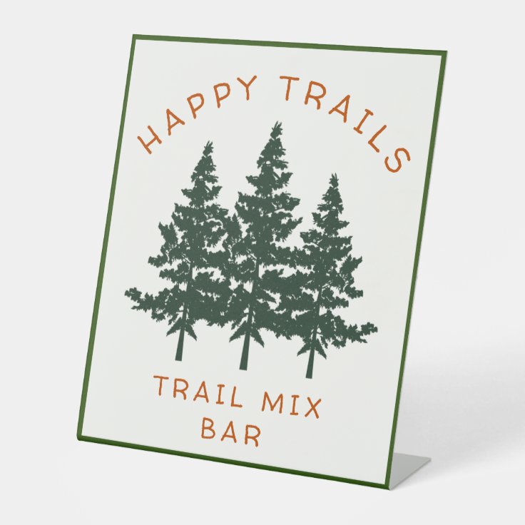 Trail Mix Bar Forest Theme Birthday Party Pedestal Sign | Zazzle
