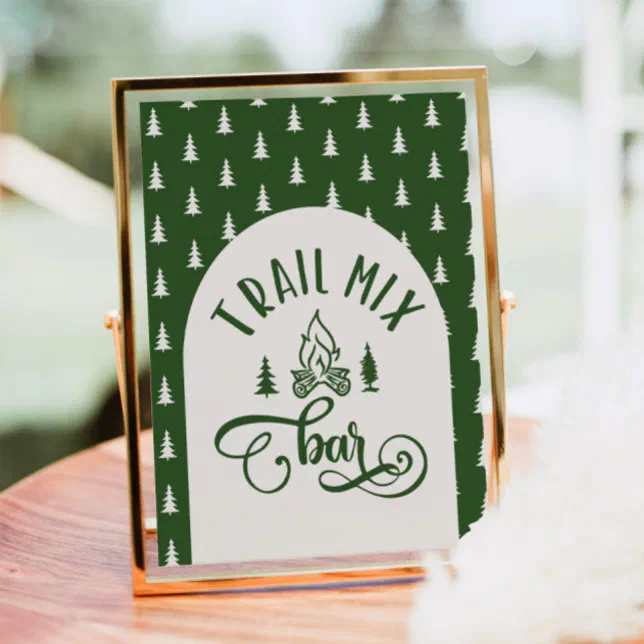 Trail Mix Bar One Happy Camper birthday Poster | Zazzle