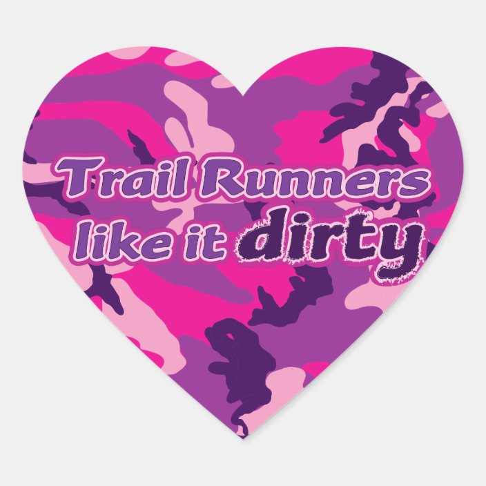Trail Runners Like it Dirty - Pink Camo Heart Sticker | Zazzle.com