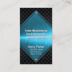 Trailer Manufacturing Metal Business Card - Blue | Zazzle