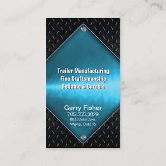 Trailer Manufacturing Metal Business Card - Blue | Zazzle