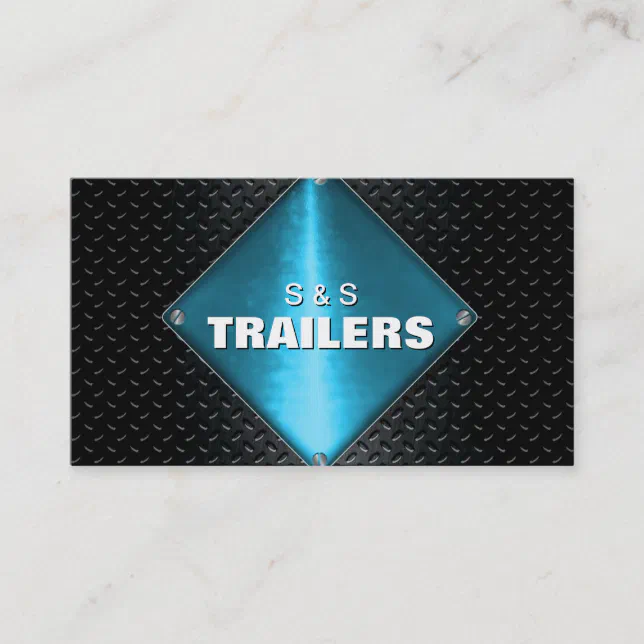 Trailer Manufacturing Metal Business Card - Blue | Zazzle