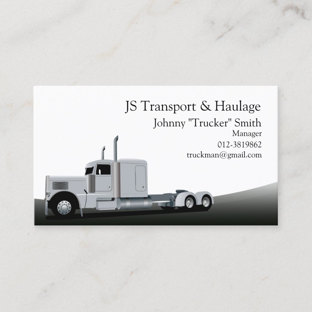 Trailer Truck Haulage Black Business Card | Zazzle